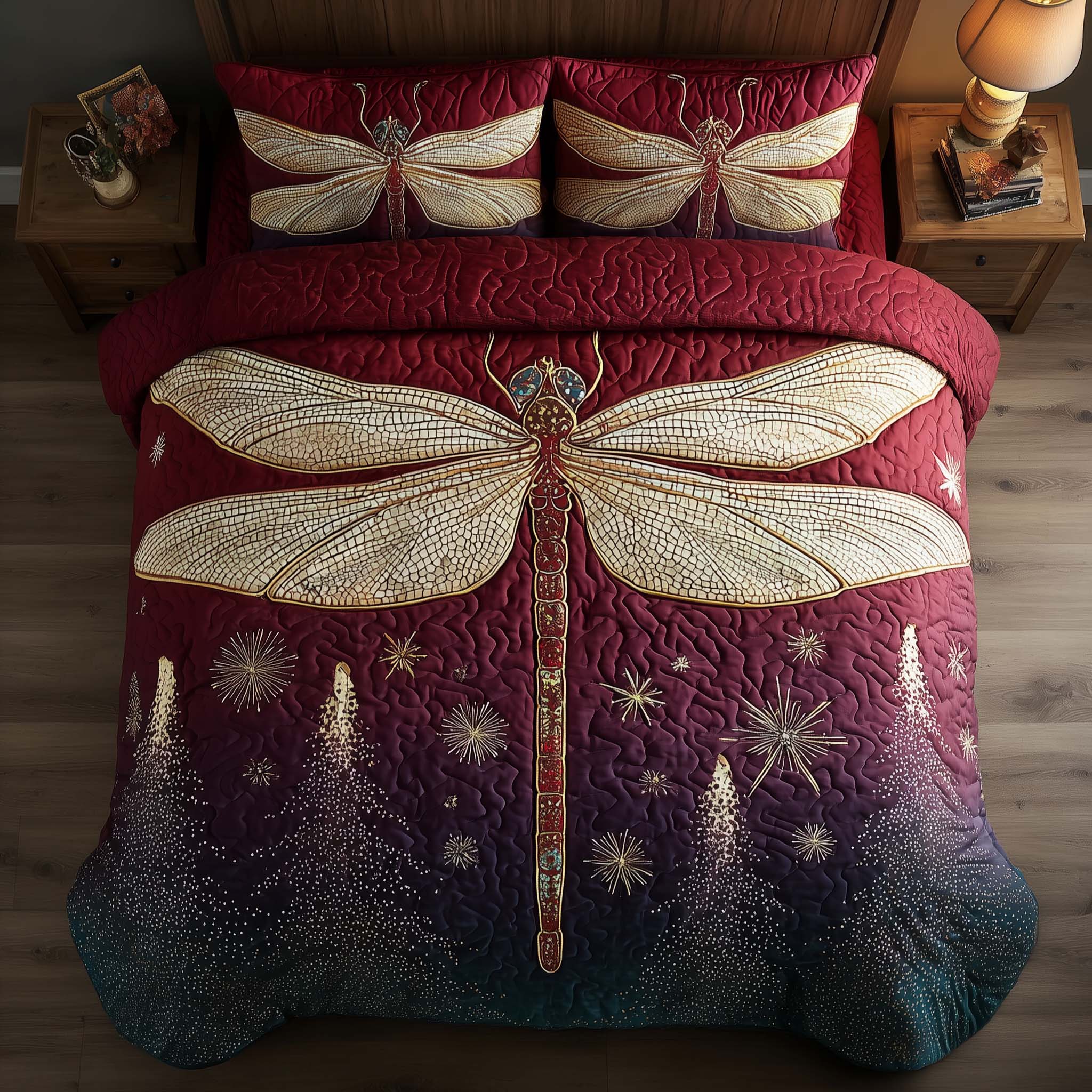 Dragonfly 3-Piece Quilted Bedding Set GFTOMA7802 – Willow Quilt