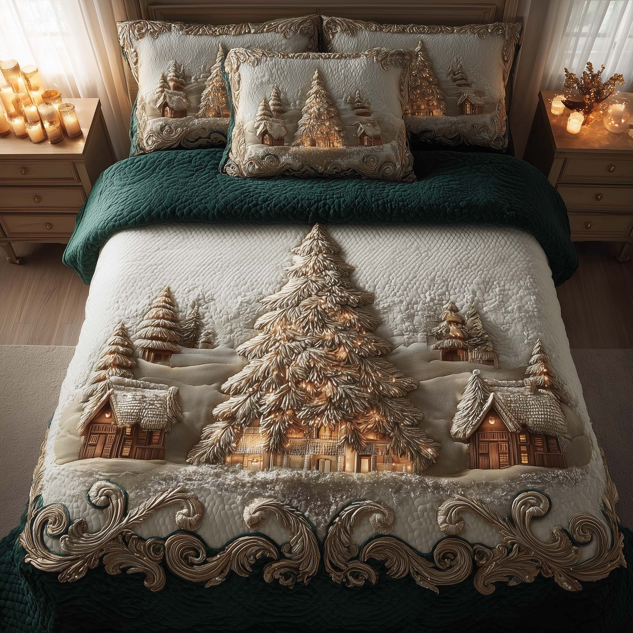 Evergreen Charm 3-Piece Quilted Bedding Set GFTOMA7843 – Willow Quilt