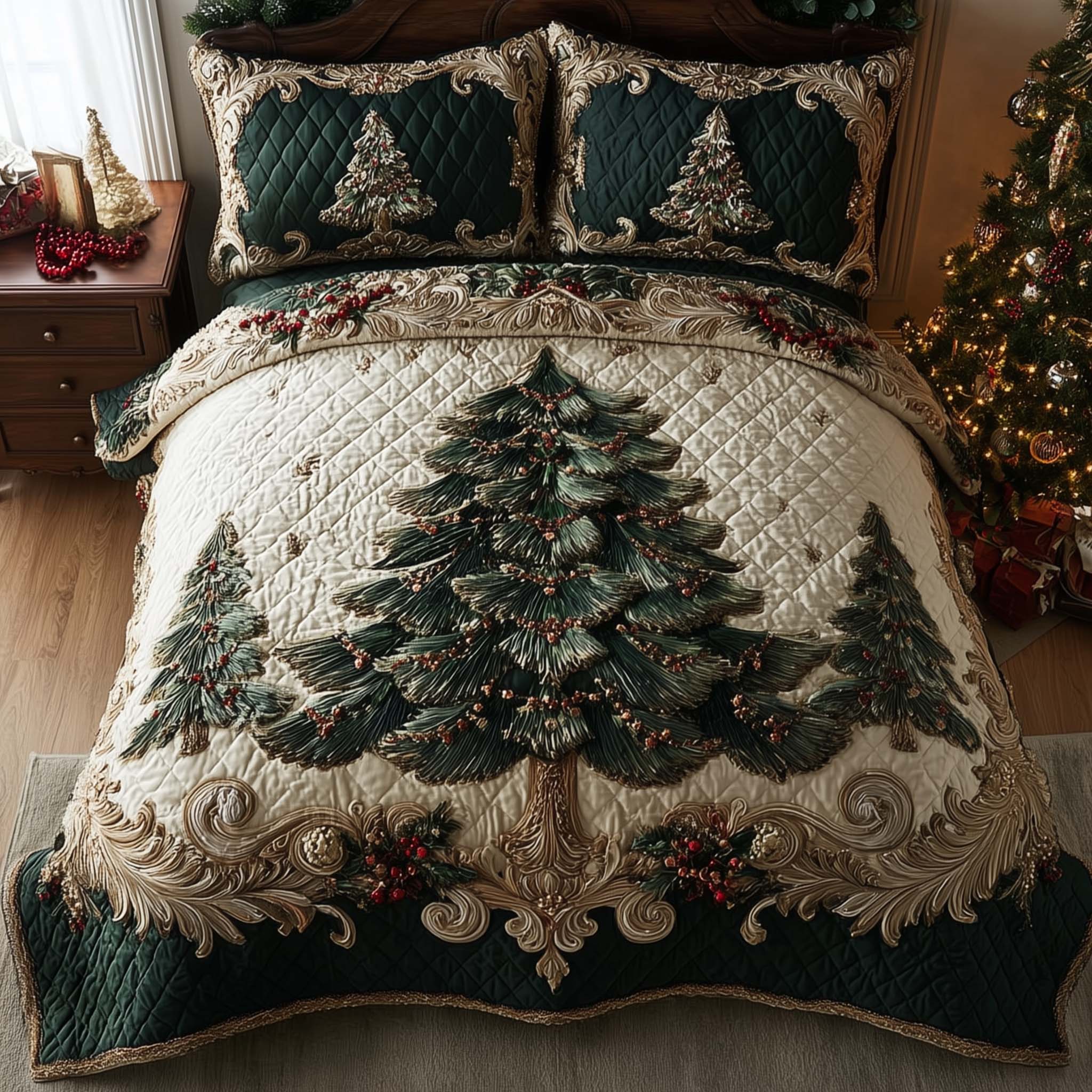 Evergreen Charm 3-Piece Quilted Bedding Set GFTOMA7846 – Willow Quilt