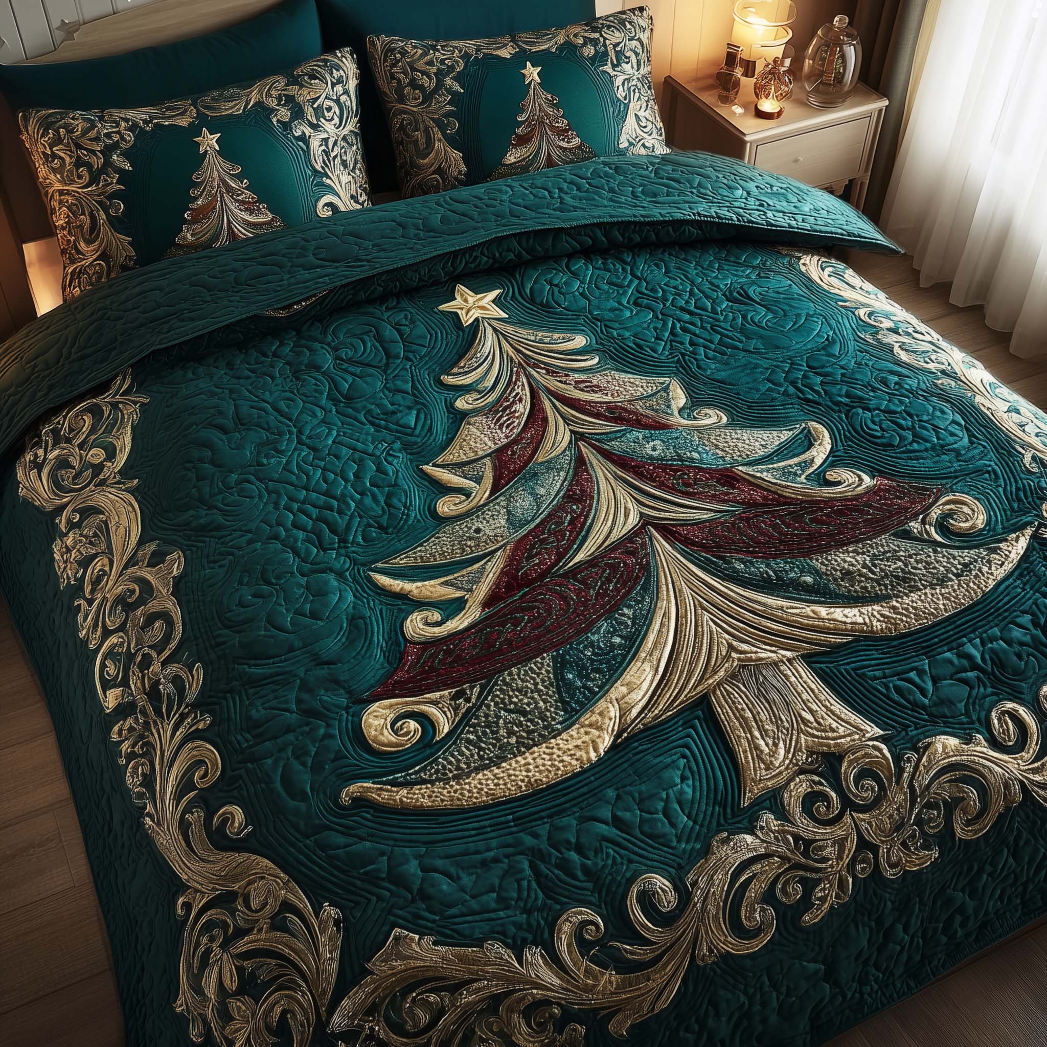 Evergreen Charm 3-Piece Quilted Bedding Set GFTOMA7848 – Willow Quilt