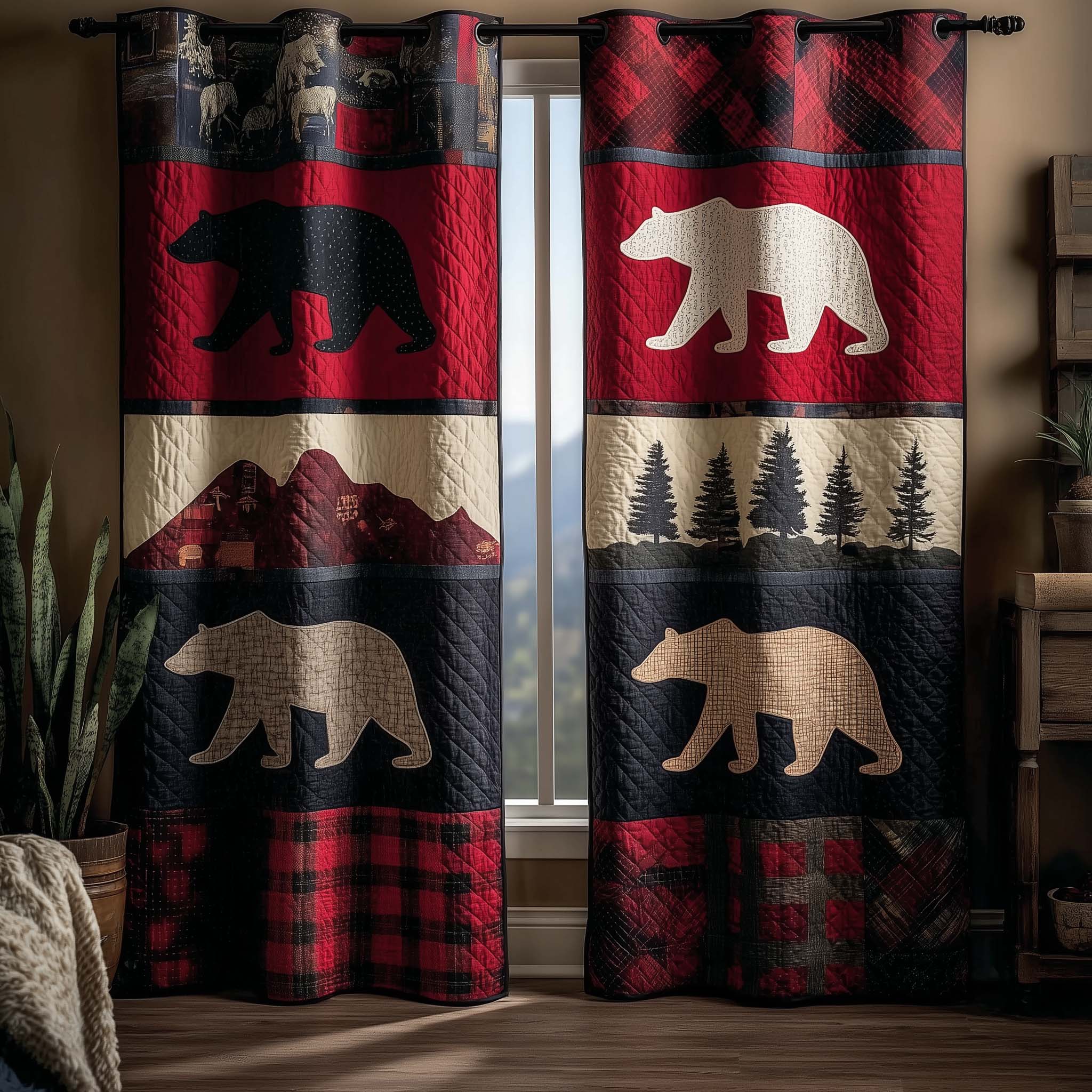 Crimson Bear Quilted Curtains GFTOQM2760 – Willow Quilt