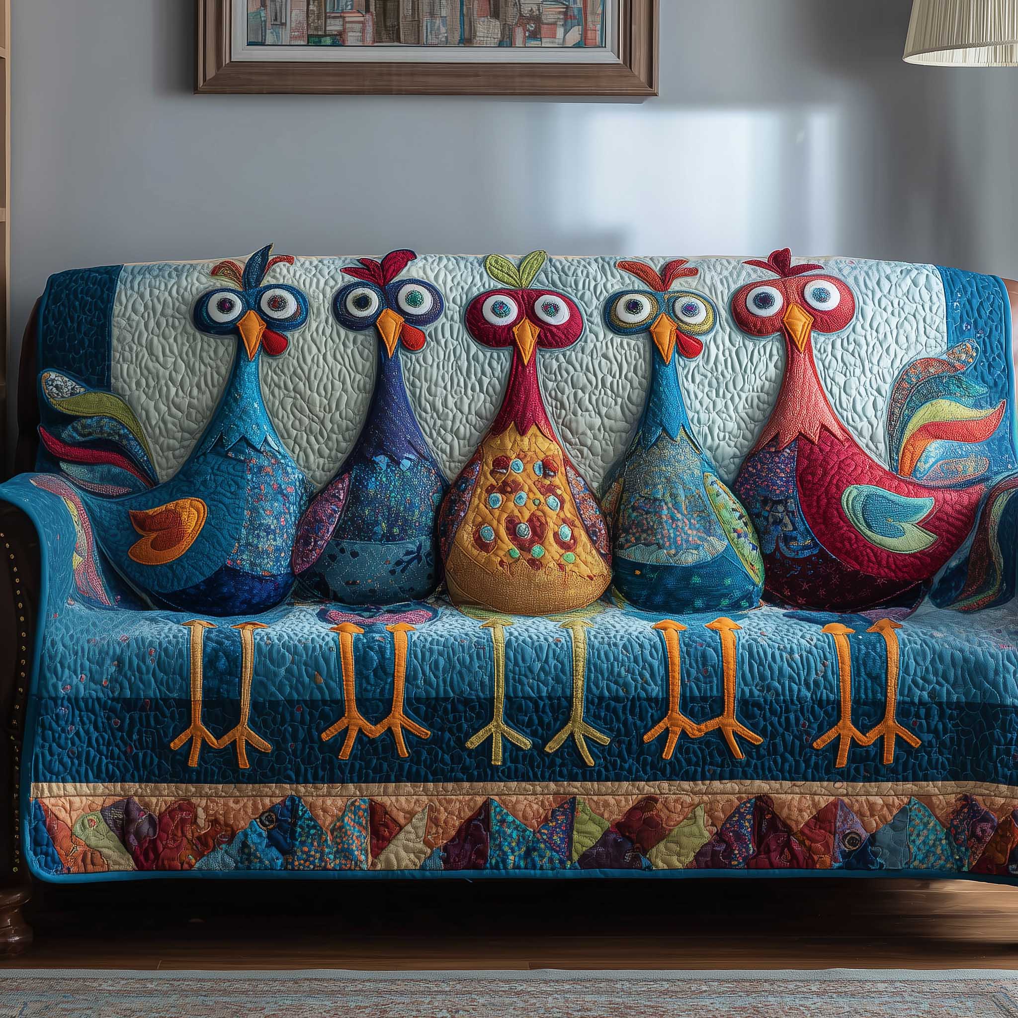 Funky Chicken Quilted Sofa Cover GFTOTP13891 – Willow Quilt